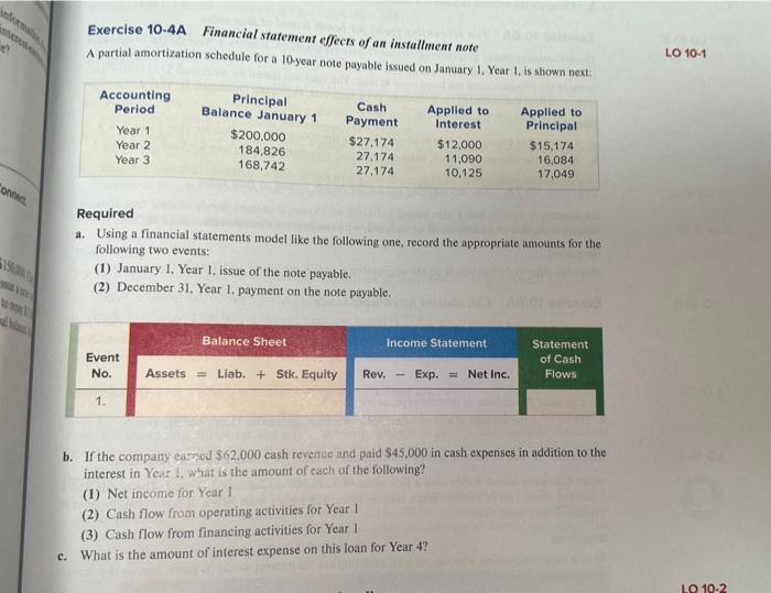 Solved Exercise 10-4A Finaitctit katement effects of an | Chegg.com
