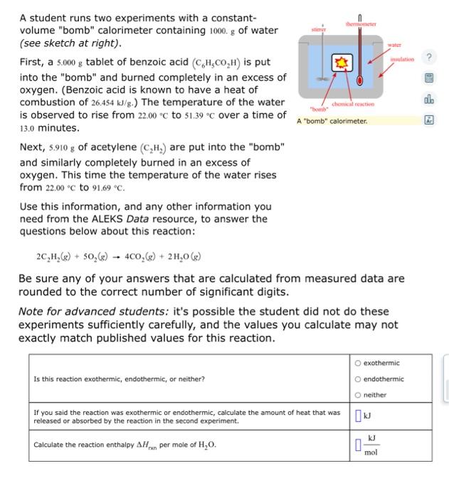 A student runs two experiments with a constantvolume | Chegg.com