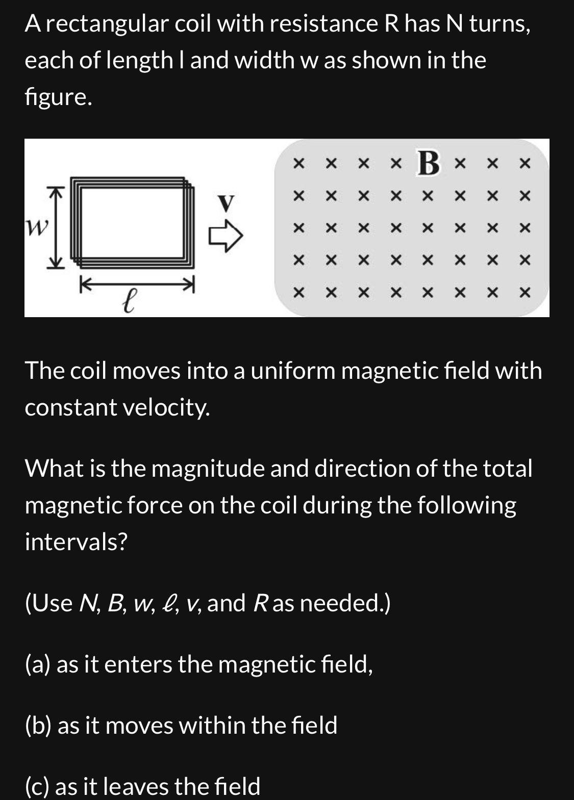 Solved A rectangular coil with resistance R ﻿has N ﻿turns, | Chegg.com