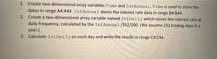 Solved 1. Create two-dimensional array variables Time and | Chegg.com
