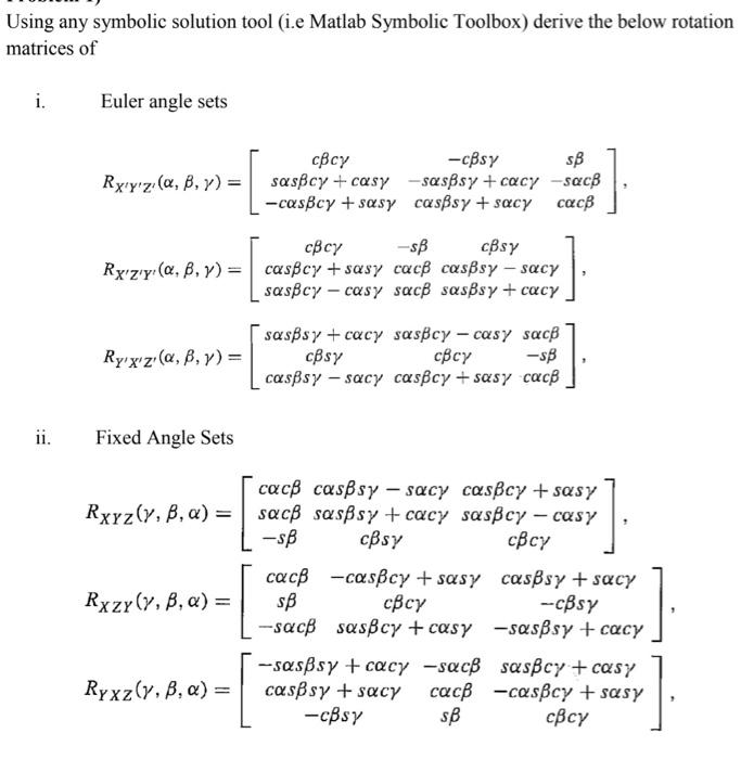 Using any symbolic solution tool (i.e Matlab Symbolic | Chegg.com