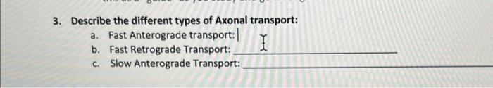 Solved 3. Describe the different types of Axonal transport: | Chegg.com
