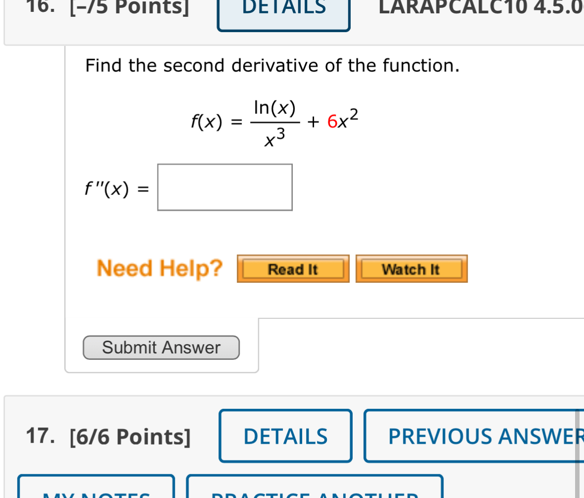 Solved Find the second derivative of the | Chegg.com