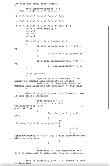 int main(int arge, char* argv[]) { char Alphabet | Chegg.com