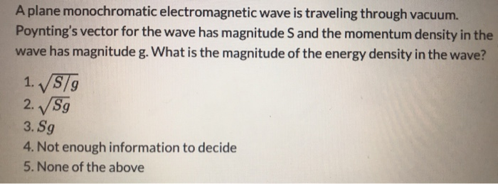 Solved A plane monochromatic electromagnetic wave is | Chegg.com