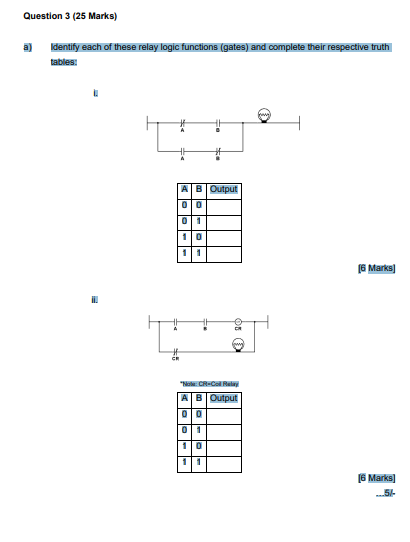 Solved a) ﻿Identify each of these relay logic functions | Chegg.com