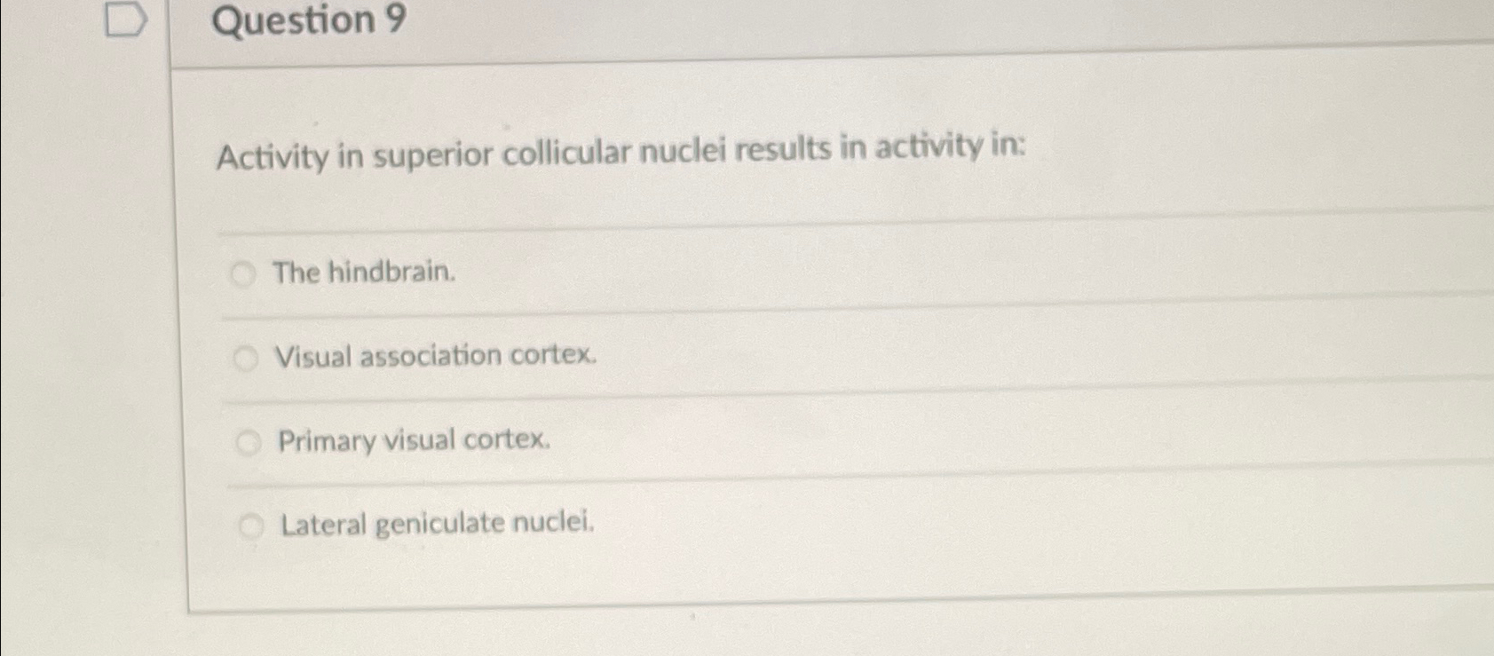 Solved Question 9Activity in superior collicular nuclei | Chegg.com