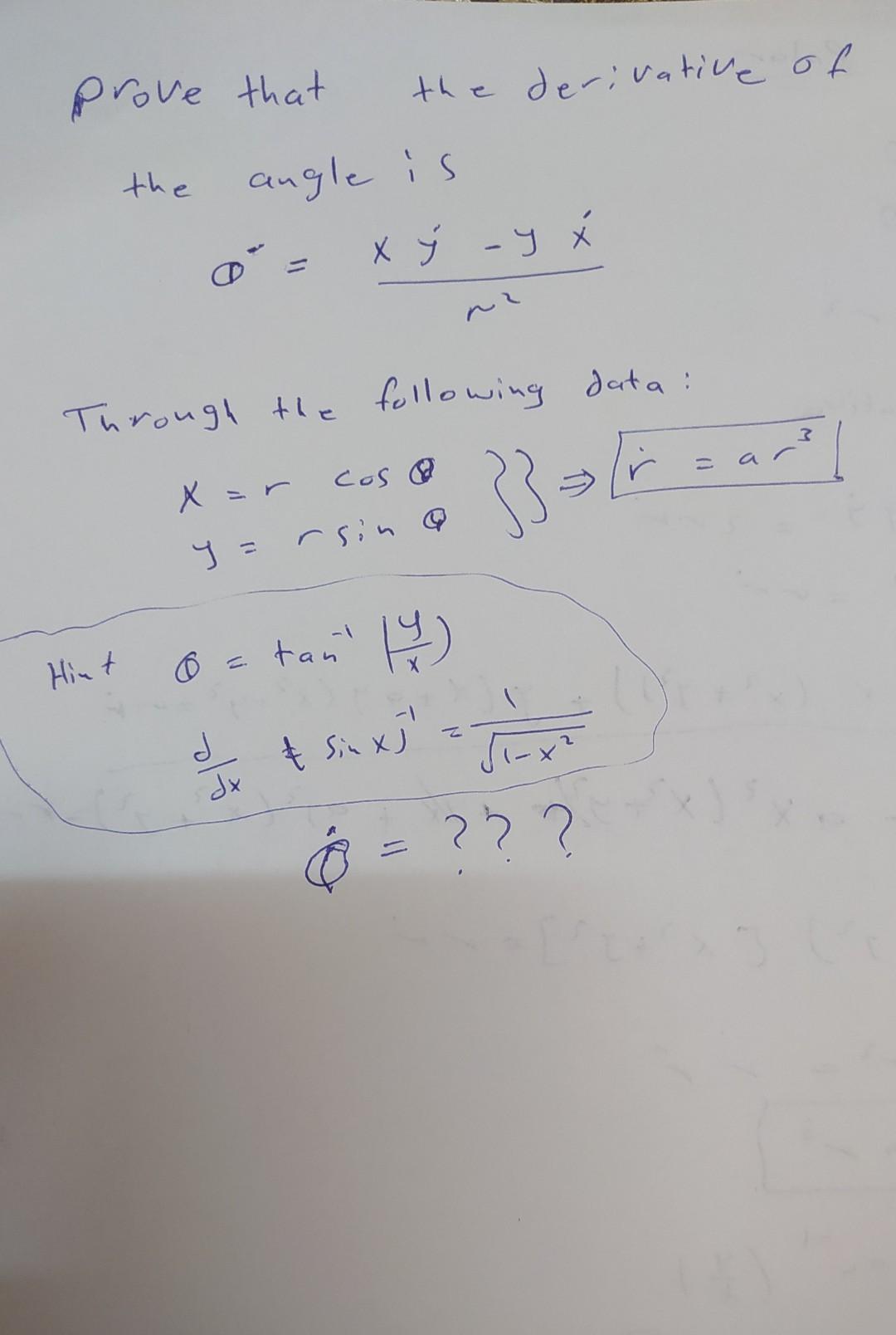Solved Prove that the derivative of the angle | Chegg.com