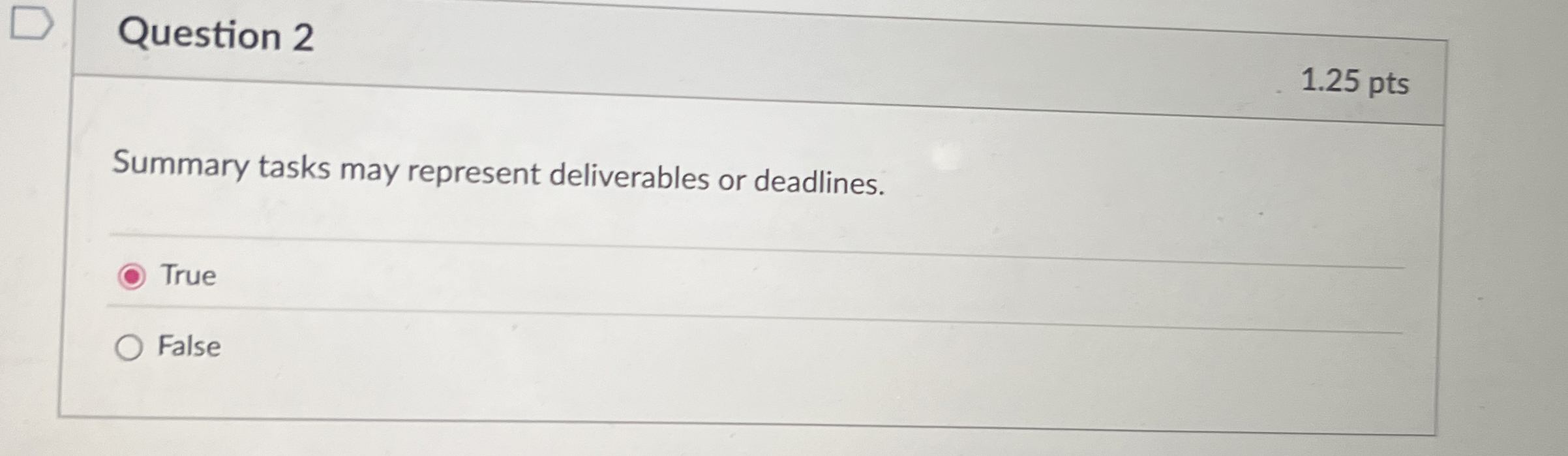 Solved Question 2Summary tasks may represent deliverables or | Chegg.com