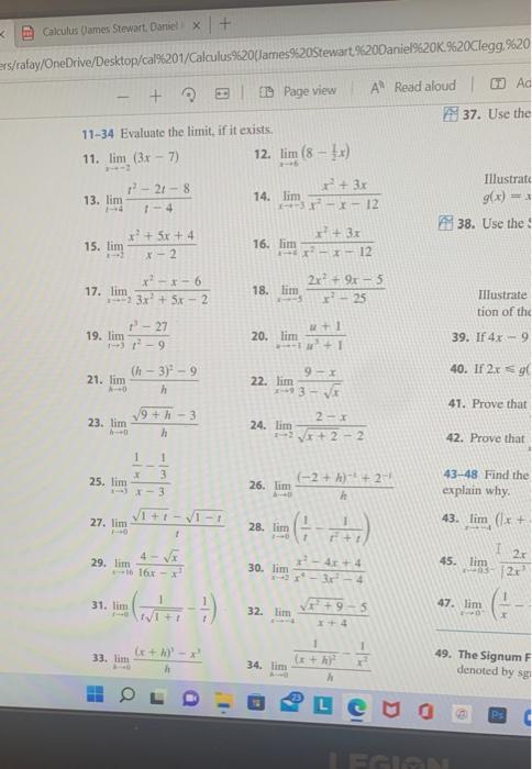 Solved 11-34 Evaluate the limit, if it exists. 11. | Chegg.com