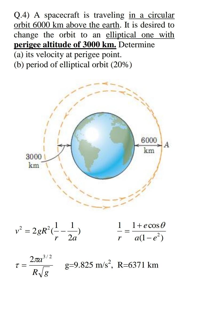 Solved Q.4) A spacecraft is traveling in a circular orbit | Chegg.com