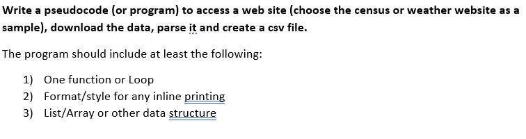 Solved Write A Pseudocode Or Program ﻿to Access A Web Site