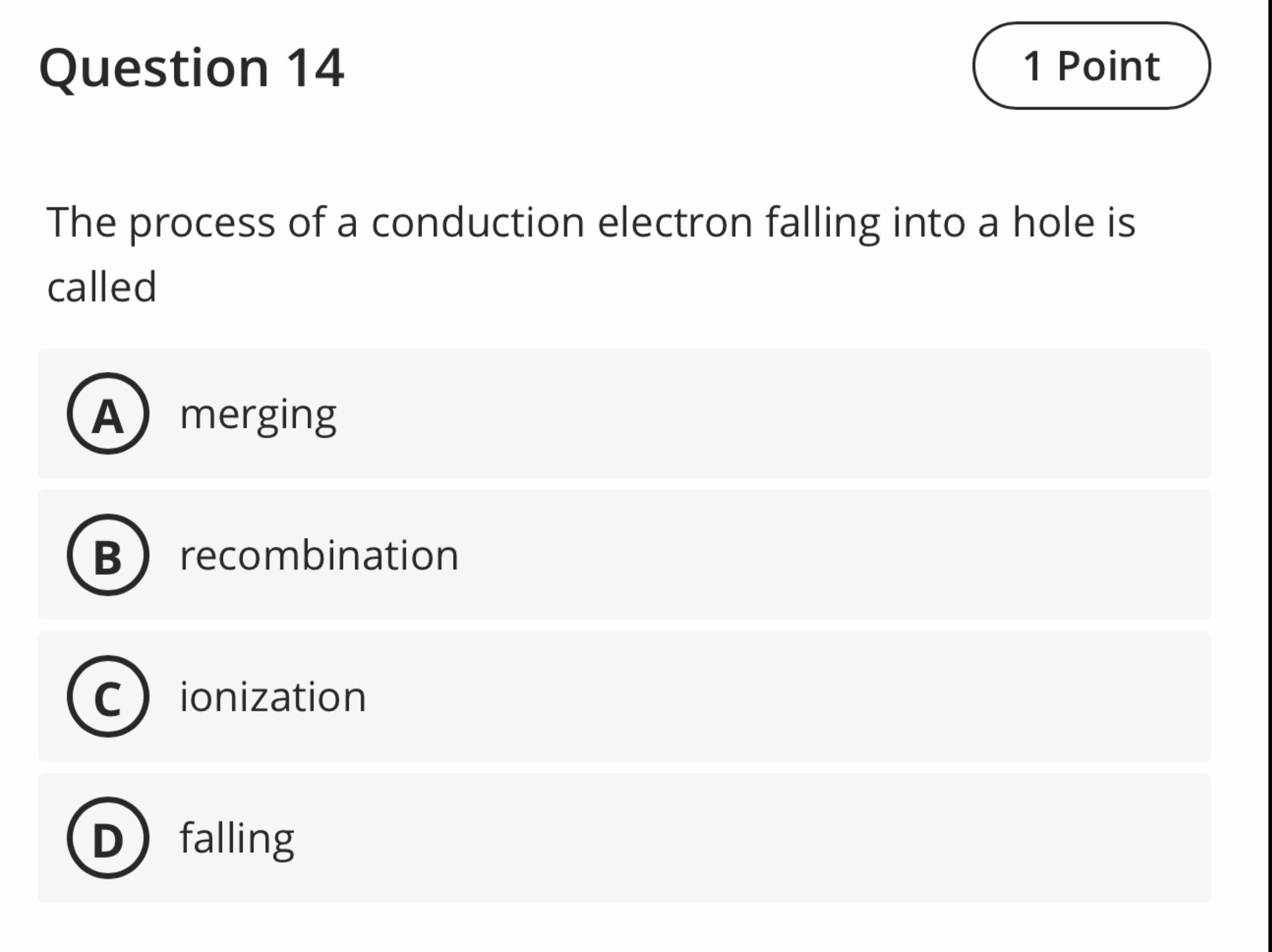 Solved The process of a conduction electron falling into a | Chegg.com