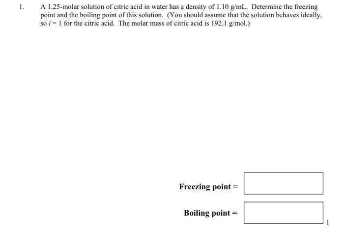Solved A 1.25-molar solution of citric acid in water has a | Chegg.com