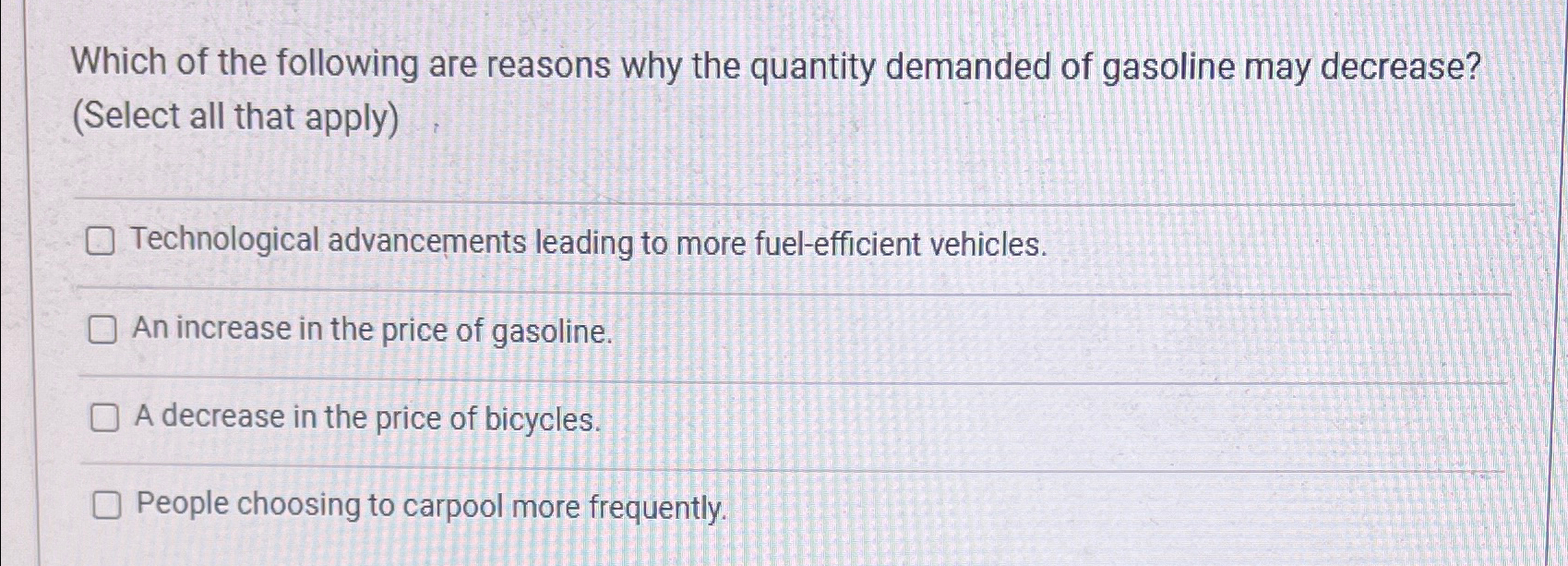 Solved Which of the following are reasons why the quantity | Chegg.com