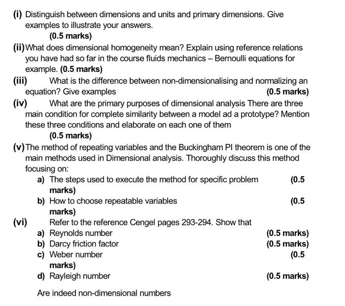 Solved (i) Distinguish between dimensions and units and | Chegg.com
