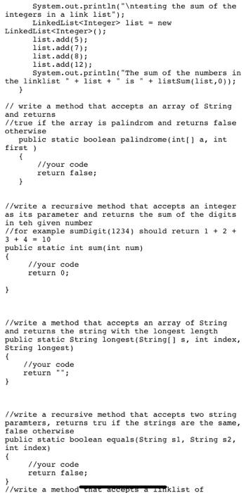 Solved have to use this main method code as the skeleton to | Chegg.com