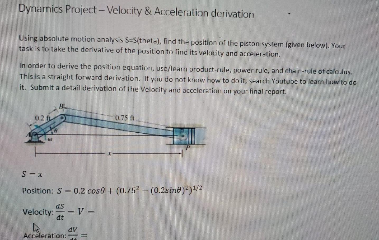 Solved Using absolute motion analysis S=S (theta), find the | Chegg.com