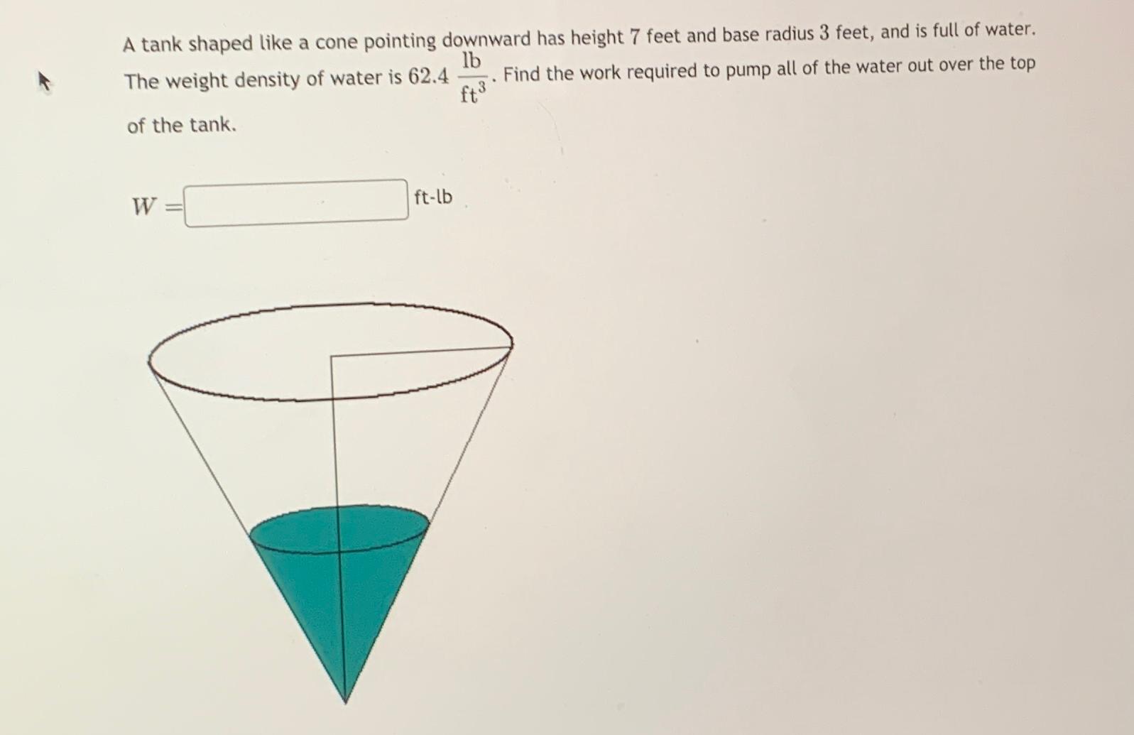 Solved A tank shaped like a cone pointing downward has | Chegg.com