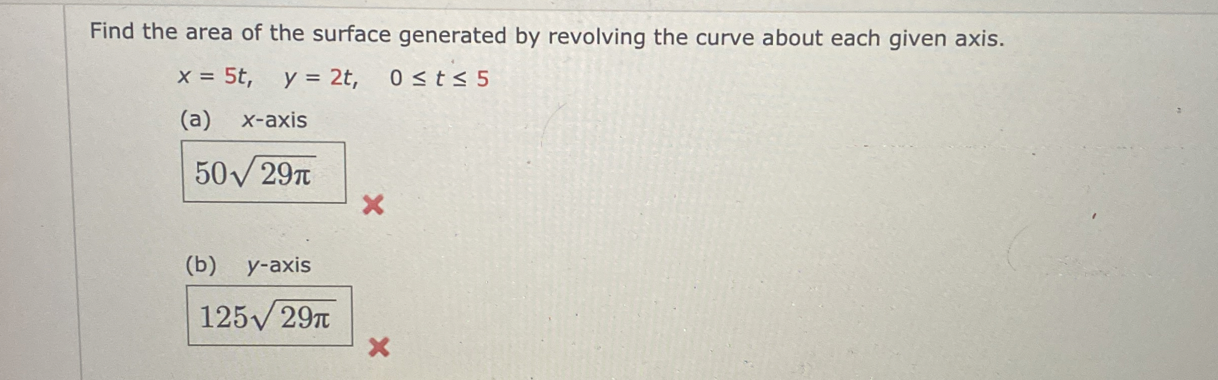 Find the area of the surface generated by revolving | Chegg.com