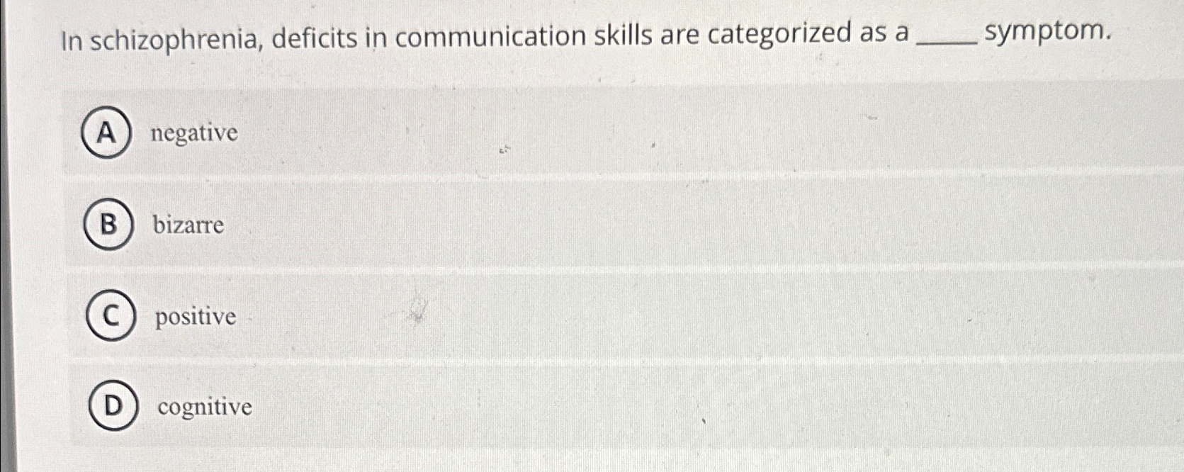 Solved In schizophrenia, deficits in communication skills | Chegg.com