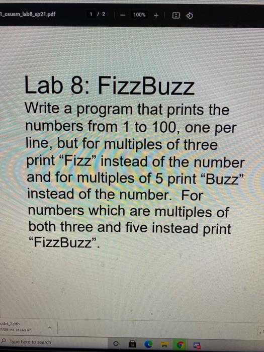  Write A Program That Prints The Numbers From 1 To 100 One Per Line 