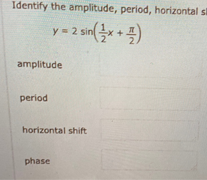 Solved identify the amplitude, horizontal shift and phase. | Chegg.com