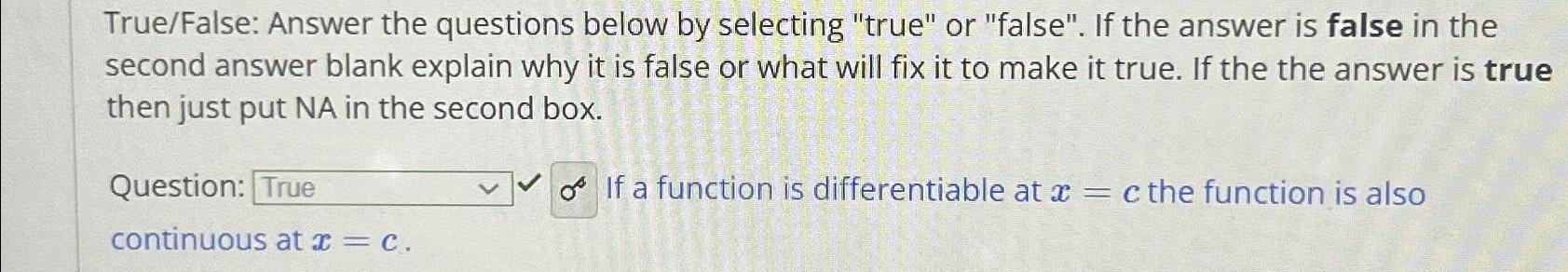 Solved True/False: Answer the questions below by selecting | Chegg.com