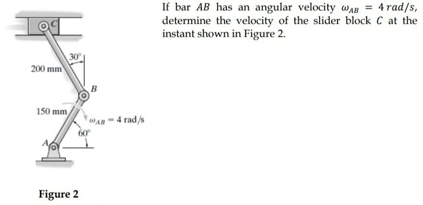 Solved If bar AB ﻿has an angular velocity ωAB=4rad/s, | Chegg.com