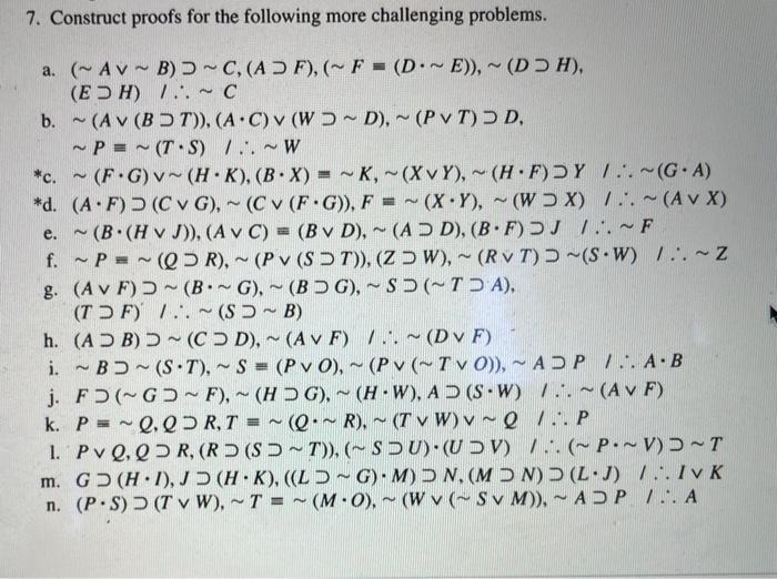 Solved 7. Construct proofs for the following more | Chegg.com