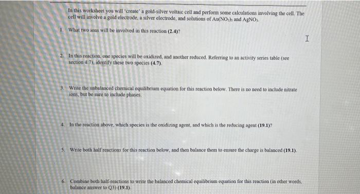 Solved In this worksheet you will create a gold-silver | Chegg.com