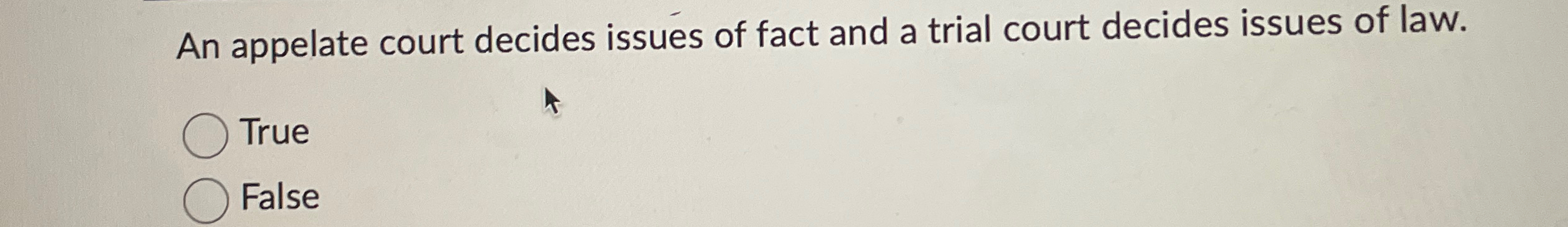 Solved An appelate court decides issues of fact and a trial | Chegg.com