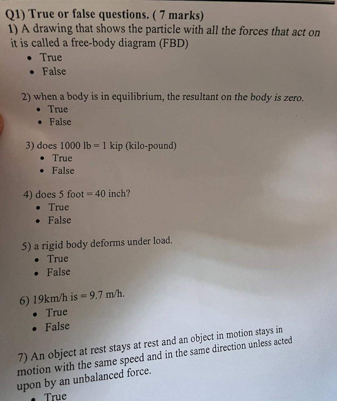 Solved Q1) True or false questions. (7 marks) 1) A drawing | Chegg.com