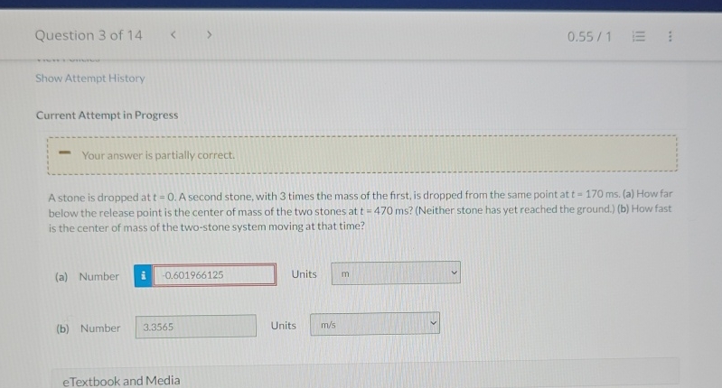 Solved Question 3 ﻿of 14A stone is dropped at t=0. ﻿A second | Chegg.com