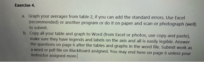 Exercise 4. a. Graph your averages from table 2, if | Chegg.com
