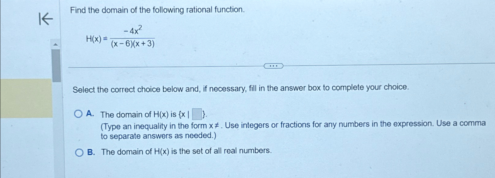 Solved Find the domain of the following rational | Chegg.com
