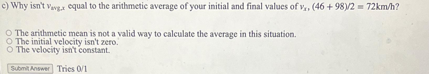 Solved C ﻿why Isn T Varg X ﻿equal To The Arithmetic Average