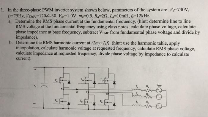 Solved 1. In the three-phase PWM inverter system shown | Chegg.com