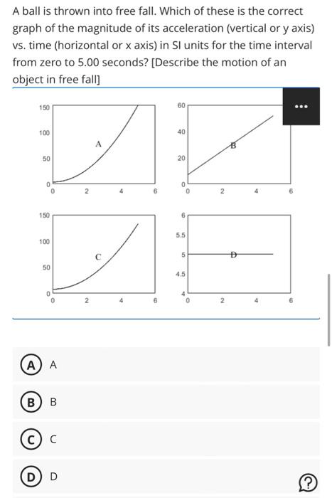 Solved A ball is thrown into free fall. Which of these is | Chegg.com