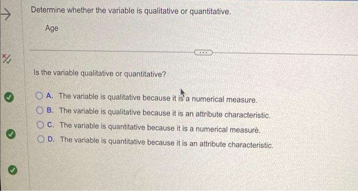 Solved Determine whether the variable is qualitative or | Chegg.com