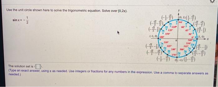 Solved Use the unit circle shown here to solve the | Chegg.com