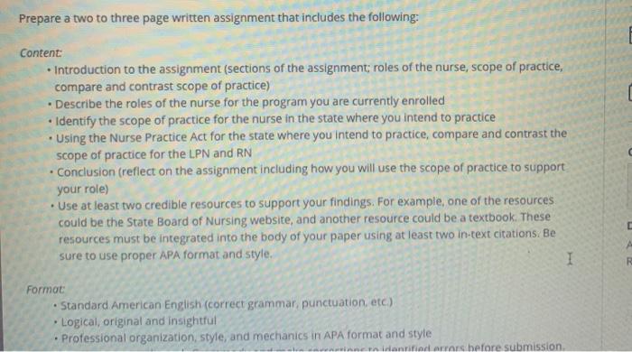 Solved Prepare a two to three page written assignment that | Chegg.com