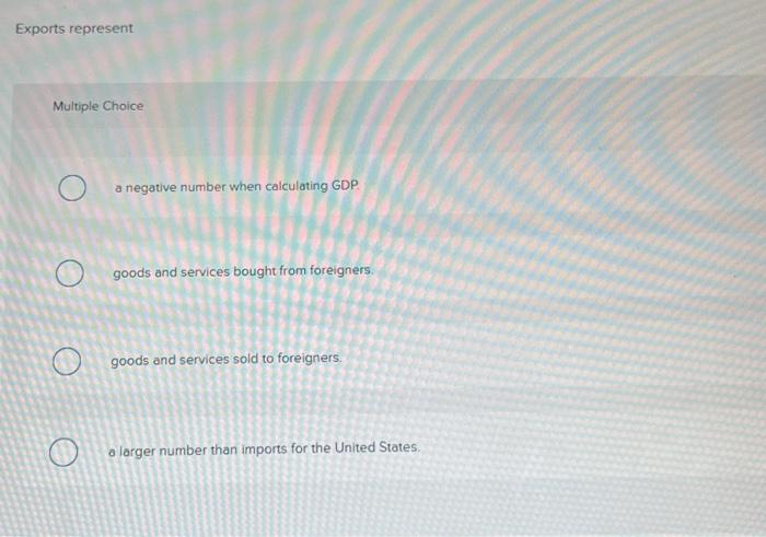 Exports represent Multiple Choice O a negative number | Chegg.com