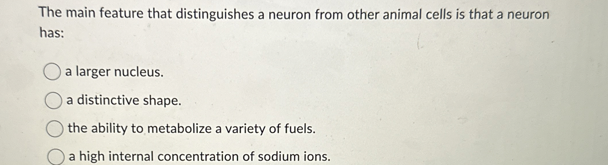 Solved The main feature that distinguishes a neuron from | Chegg.com