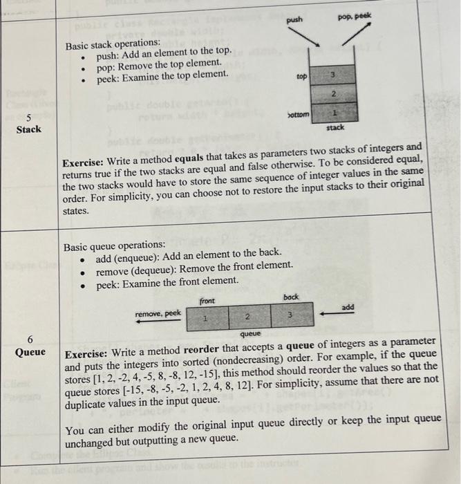 Solved 5 Stack 6 Queue Basic stack operations: push push: | Chegg.com