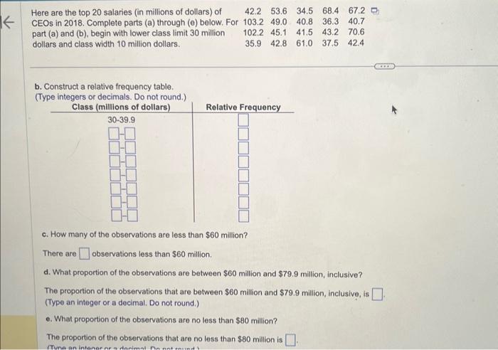 Solved b. Construct a relative frequency table. (Type | Chegg.com