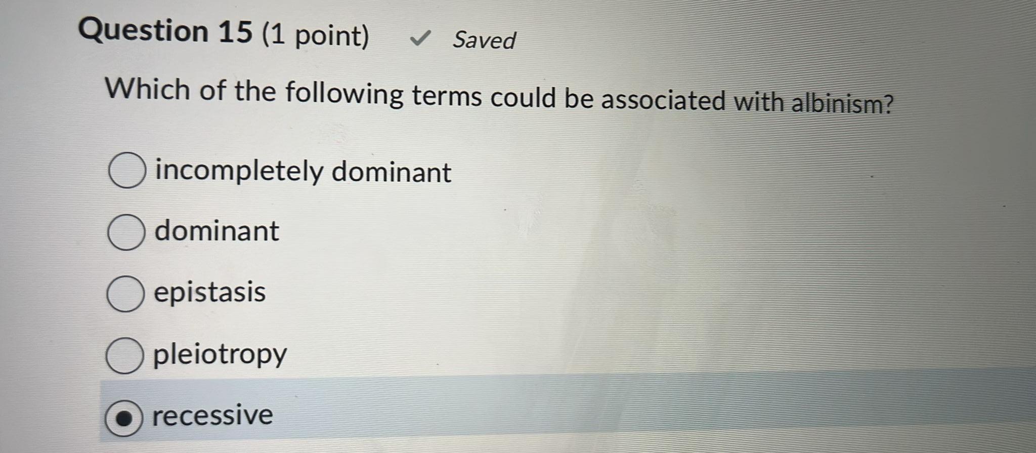 Solved Question 15 (1 ﻿point) ﻿SavedWhich of the following | Chegg.com