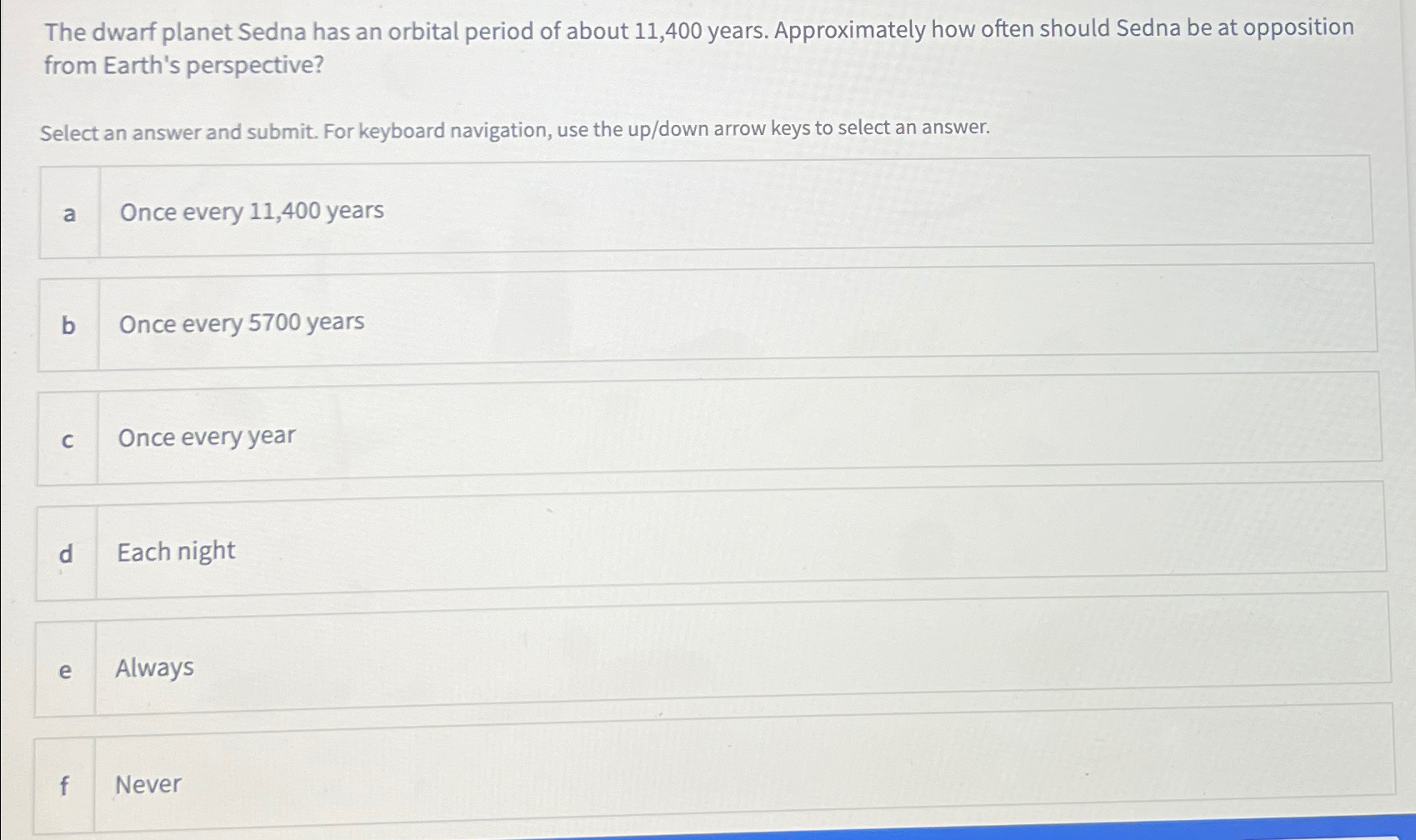 Solved The dwarf planet Sedna has an orbital period of about | Chegg.com
