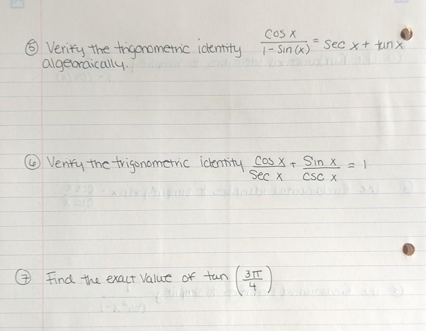 Solved (5) Verify the trigonometric identity | Chegg.com