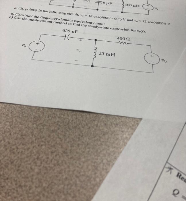 Solved 3. (20 points) In the following circuit, va Va + a) | Chegg.com